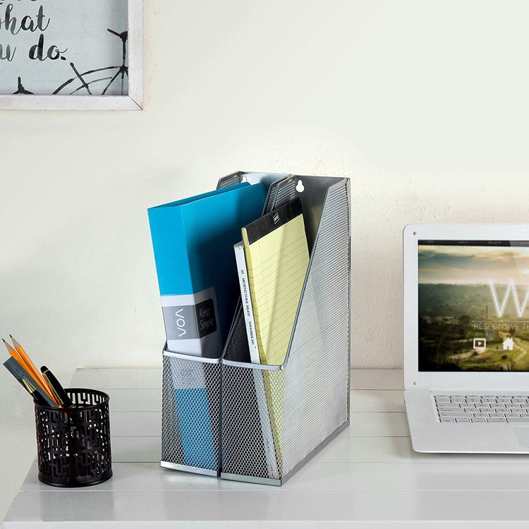 Wall Mountable Silver Wire Mesh Document, Magazine and File Holder, Se ...