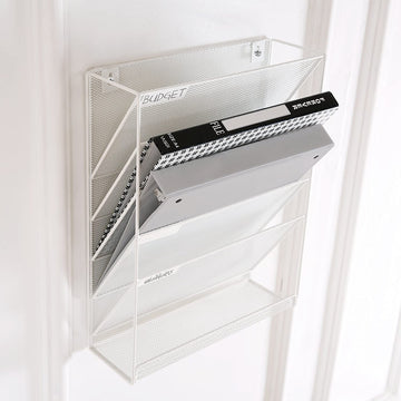 White, Wall-Mounted Magazine Rack, 5 Slot Hanging Document Filing Syst ...
