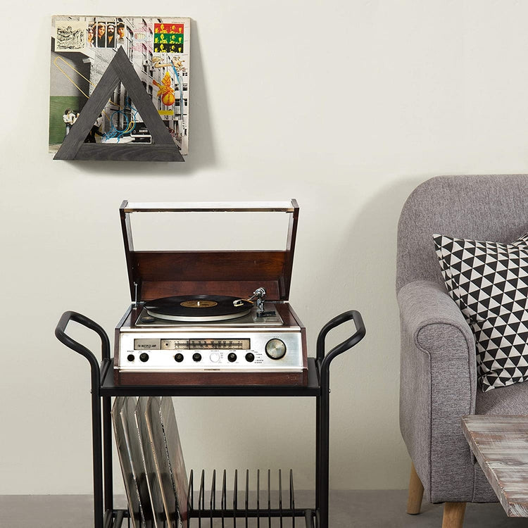 Grey Wood Triangle Wall Mounted Vinyl Record Storage Holder – MyGift