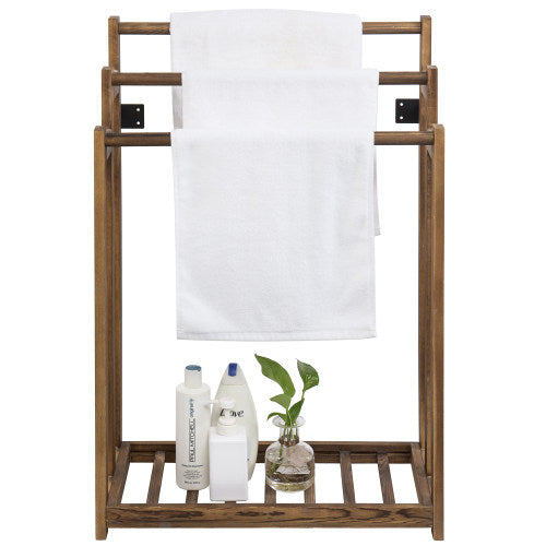 Rustic Dark Brown Wood Bathroom Towel Rack – MyGift