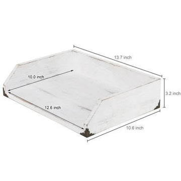 Vintage White Wood Stackable File & Document Tray – MyGift