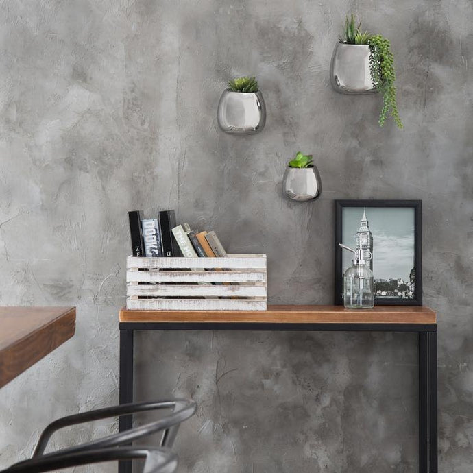 Contemporary Silver Ceramic Wall-Mounted Planters, Set of 3 – MyGift