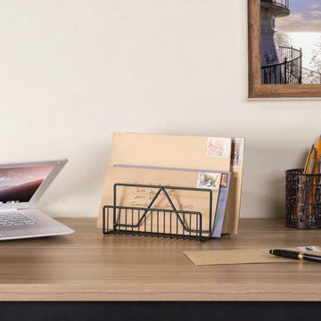 Modern Black Metal Wire Mail Sorter, Geometric Design – MyGift