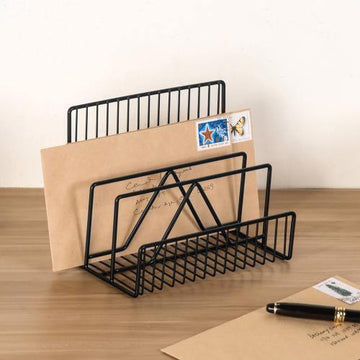 Modern Black Metal Wire Mail Sorter, Geometric Design – MyGift