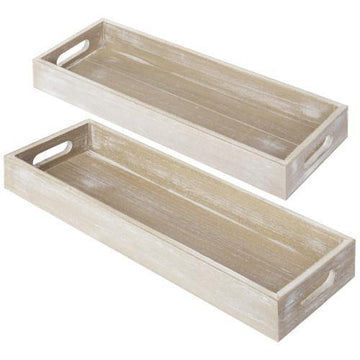 Wood Serving Trays with Handles, 16-Inch, Set of 2 Toilet Tank Trays ...