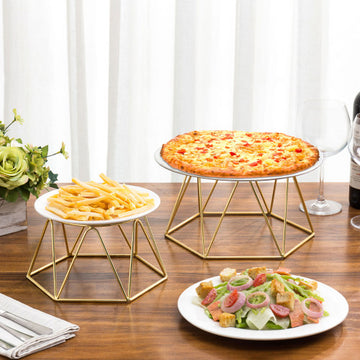 Modern Brass Plated Pizza Riser Stand, Set of 2 – MyGift