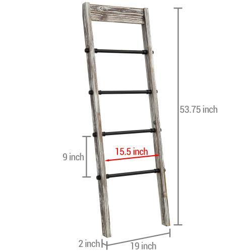 Torched Wood & Industrial Black Metal Pipe Ladder Rack – MyGift