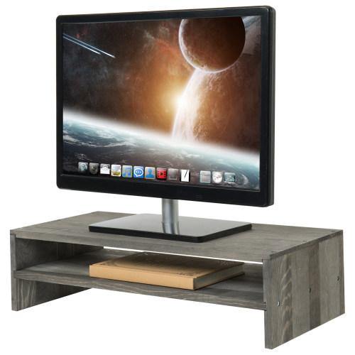Rustic Barnwood Gray Wood Computer Monitor Stand – MyGift