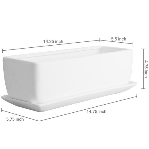 White Unglazed Rectangular Ceramic Planter – MyGift