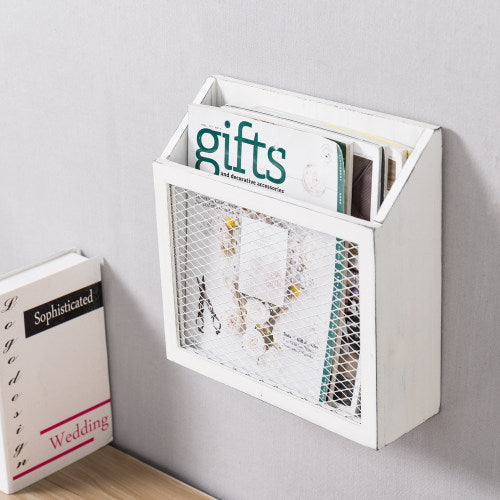 Vintage White Wood & Chicken Wire Magazine Holder – MyGift