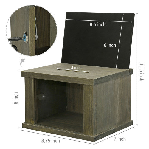 Reclaimed Style Gray Wood Lockable Donation Box w/ Removable Chalkboar ...