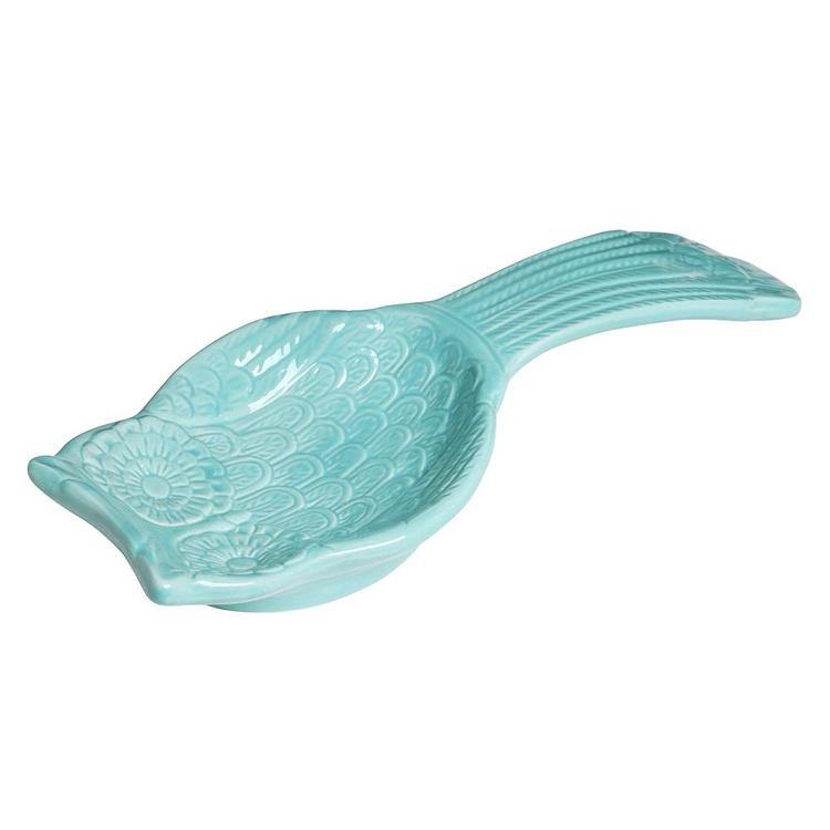 Aqua Blue Ceramic Owl Cooking Spoon Rest / Ladle Holder – MyGift