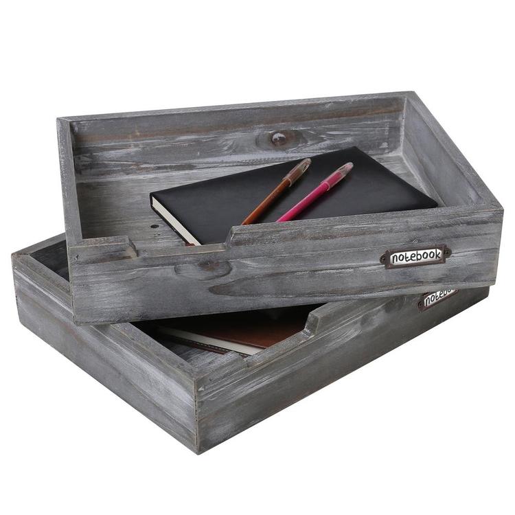 Ash Gray Wood Office Desktop Trays, Set of 2 – MyGift