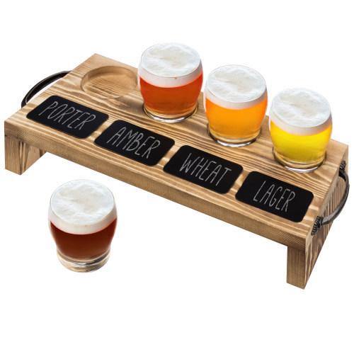 Beer Tasting Flight Set with Burnt Wood Serving Tray – MyGift