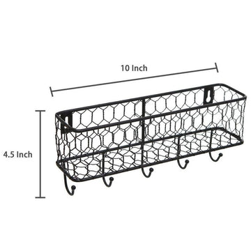 Black Metal Chicken Wire Key and Mail Storage Rack – MyGift