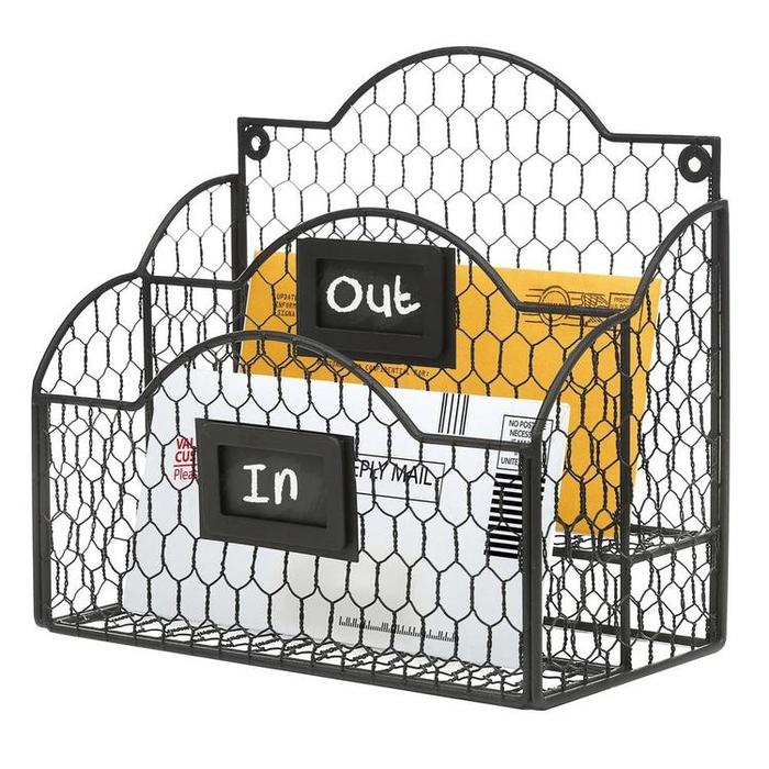 Black Metal Chicken Wire Mail Sorter w/ Chalkboard Label – MyGift
