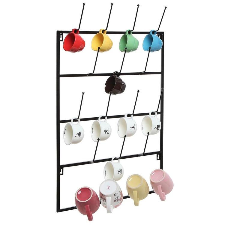 Black Metal Wall Mounted Kitchen Mug Rack – MyGift
