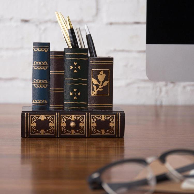 Desktop Office Caddy Antique Book Design Organizer – MyGift
