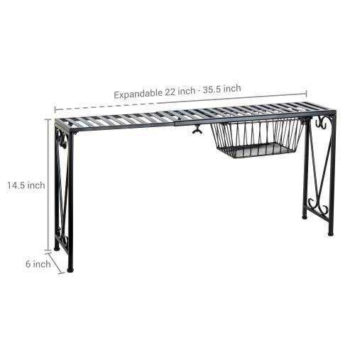 Black Metal Expandable Over-The-Sink Rack w/Pull-Out Drawer – MyGift