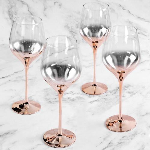 Electroplated Crystal Rose Gold Wine Glasses, Set of 4 – MyGift