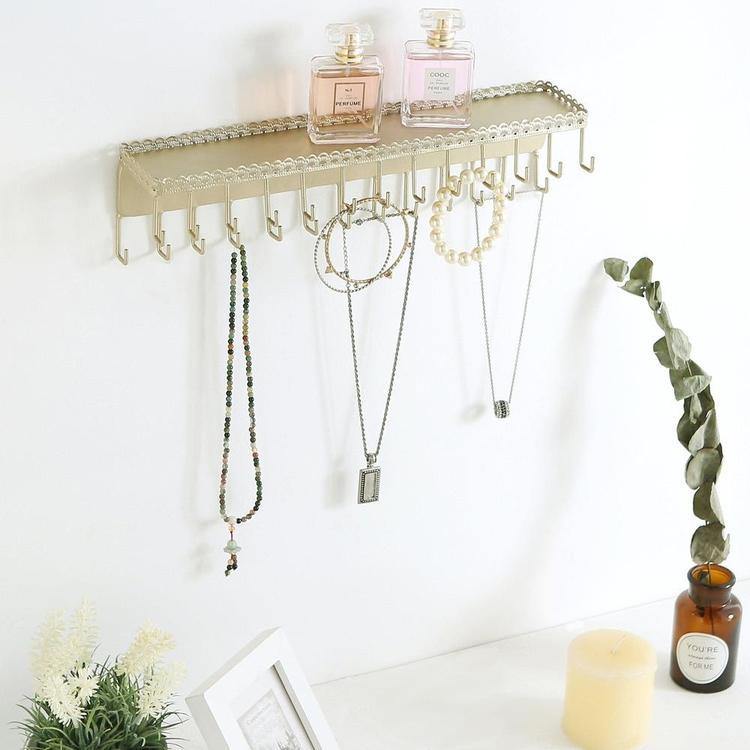 Gold-Tone Metal Jewelry Rack with Display Shelf – MyGift