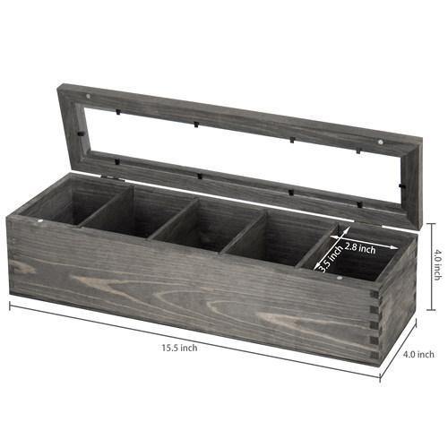 Buy Gray Wood 5-Compartment Tea Bag Storage Box – MyGift