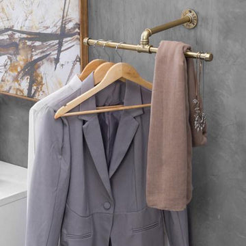 Industrial Pipe Wall Mounted Clothing Bar, Gold Tone – MyGift