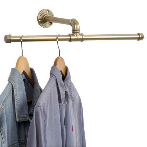Industrial Pipe Wall Mounted Clothing Bar, Gold Tone – MyGift