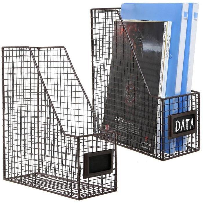 Metal Mesh Magazine Holder with Chalkboard Labels, Set of 2 – MyGift