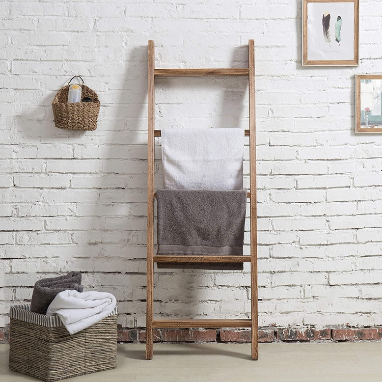 Dark Brown Wood Towel Ladder Rack – MyGift