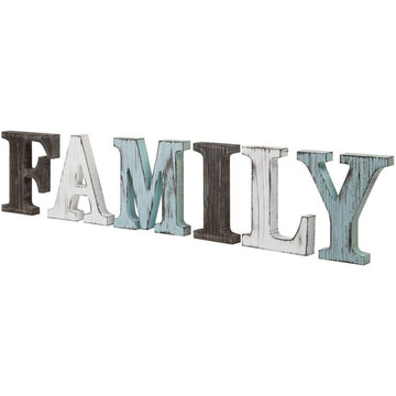Rustic Multicolor Wood Tabletop FAMILY Letters Sign – MyGift