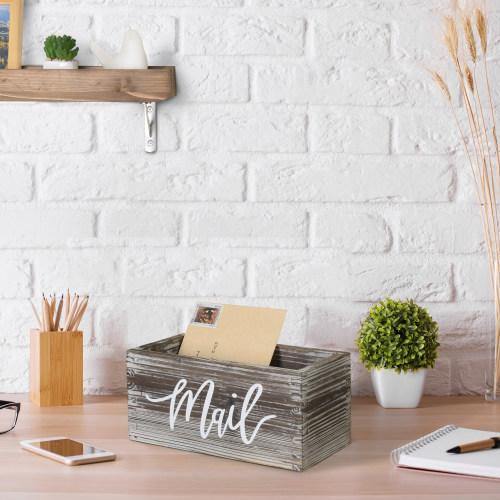 Rustic Torched Wood Tabletop Mail Box – MyGift