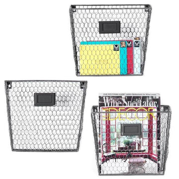 Rustic Wire Wall-Mounted File Organizer Rack Chalkboard Labels, Set of ...