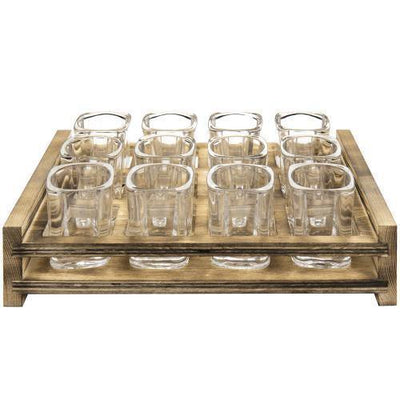 Wooden Tray: Buy Shot Glass Rustic Burn Wooden Serving Tray – MyGift