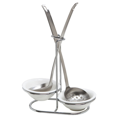 Modern White Ceramic and Stainless Steel Ladle Spoon Holder – MyGift