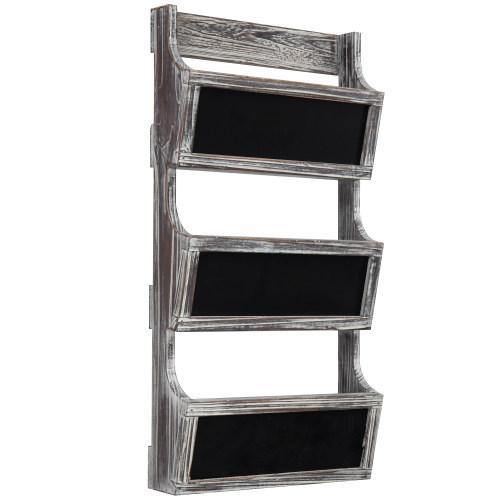 Torched Wood Magazine Rack & Mail Sorter with Chalkboard Labels – MyGift