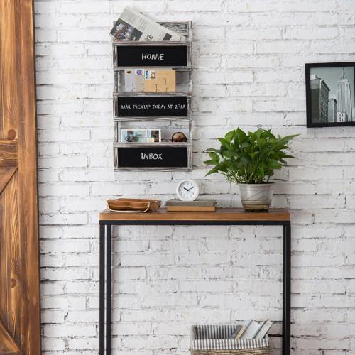 Torched Wood Magazine Rack & Mail Sorter with Chalkboard Labels – MyGift