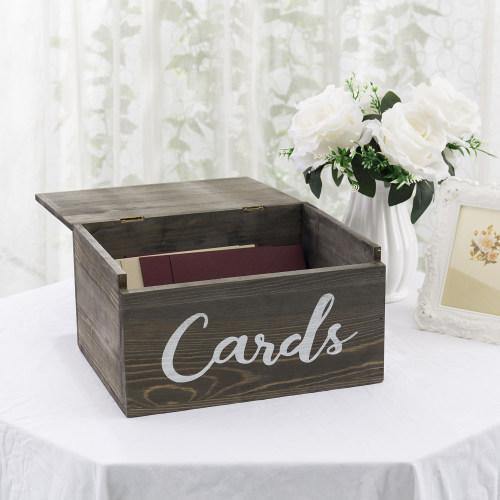 Vintage Gray Wood Wedding Card Box with Lid – MyGift