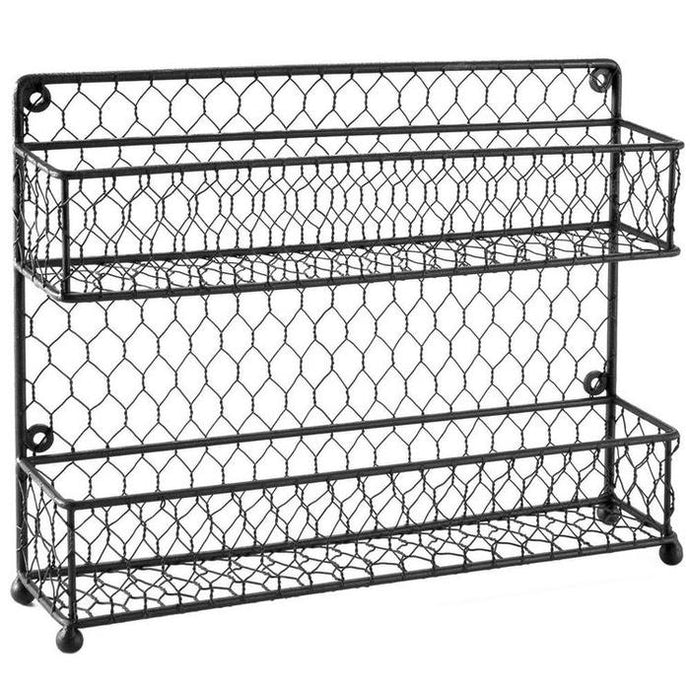 Wall-Mounted Chicken Wire Rack, 2 Tiers, Black – MyGift