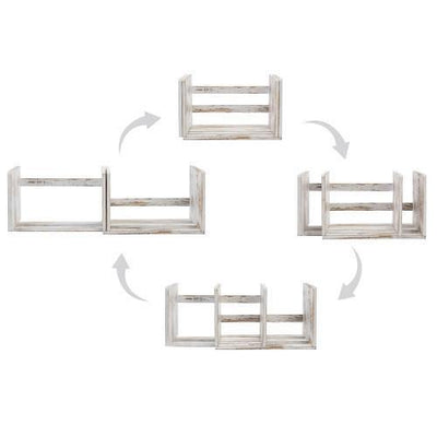 Whitewashed Expandable Wood Desktop Bookshelf – MyGift