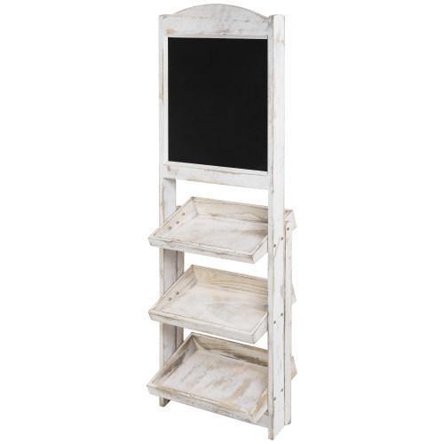 Whitewashed Wood Chalkboard Easel with 3 Display Shelves – MyGift