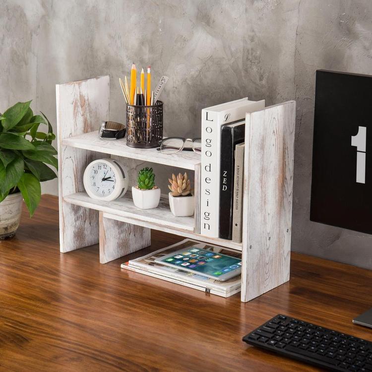 Whitewashed Wood Desktop Shelf – MyGift