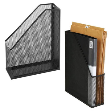 Wire Mesh Wall Mounted / Freestanding Document Rack, Set of 2, Black ...