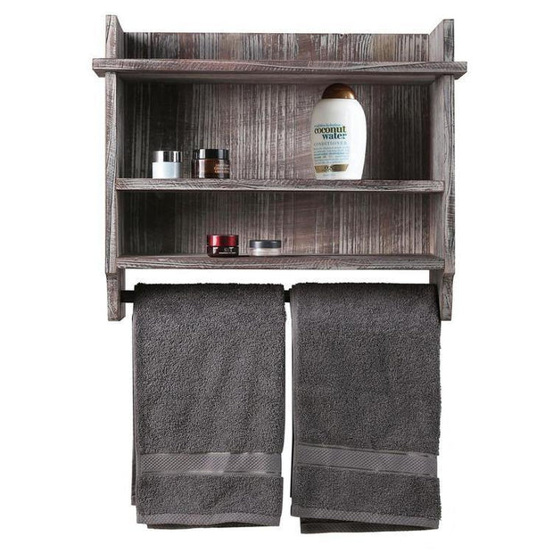 Wood Bathroom Organizer w/ Towel Bar – MyGift